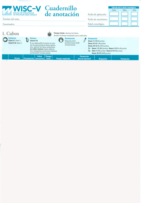 WISC-V CUADERNILLO DE ANOTACION PAQ. 25 + 25 PERFILES ONLINE - LIBRERÍA IMAGINA